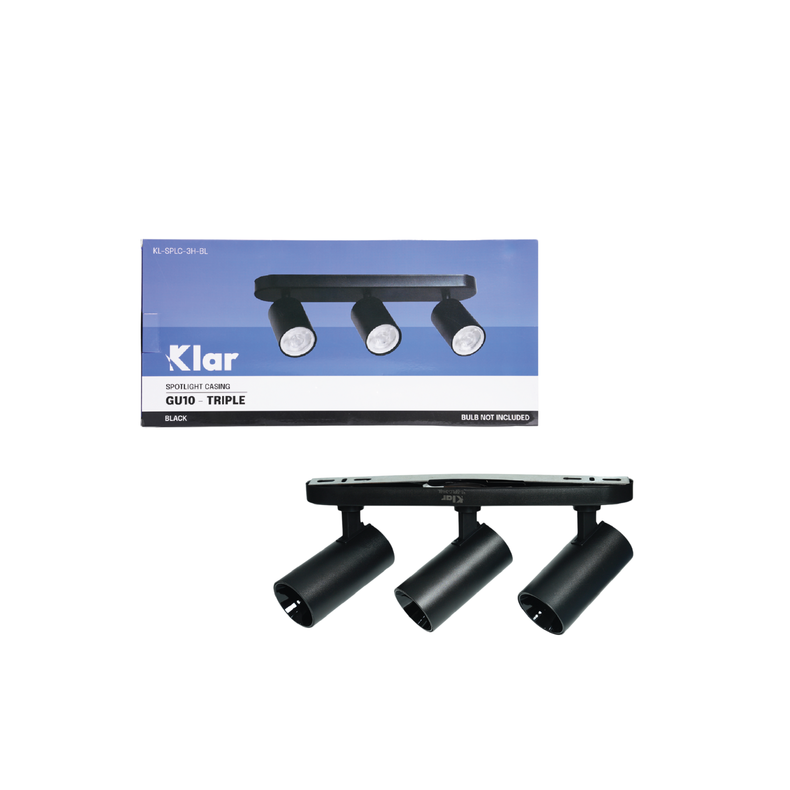 Klar Spotlight Casing GU10 Black Triple Head – Builders Home